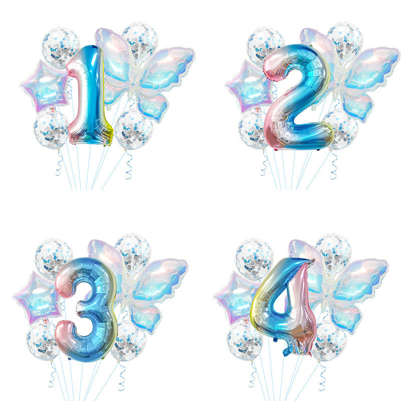 1-9数字气球套装 节日生日派对炫彩蝴蝶 PT-HD005