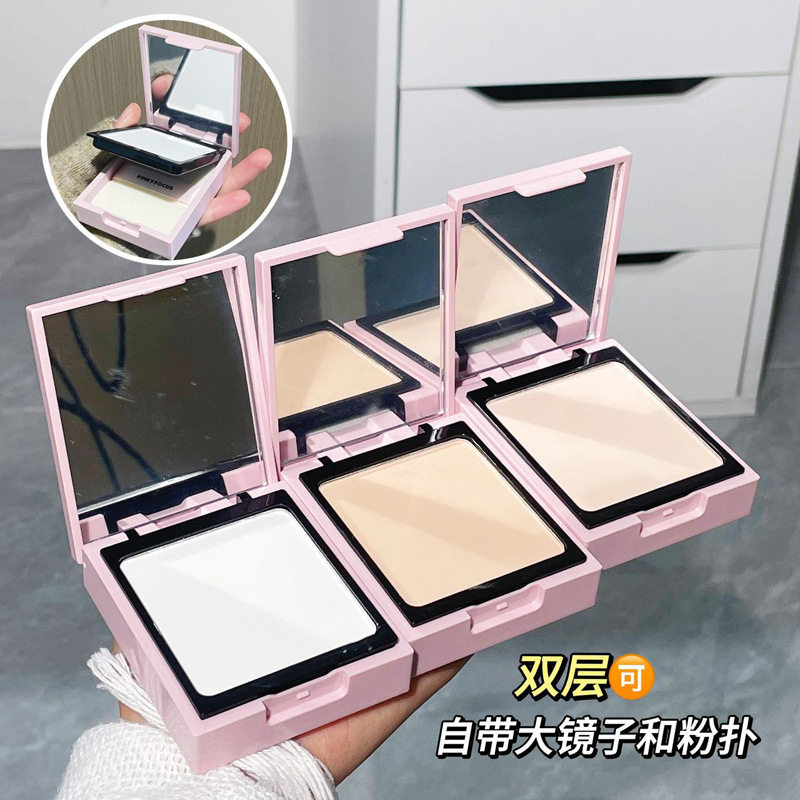PinkyFocus雾感绒意定妆粉饼无粉感轻薄持久定妆哑平价光气垫蜜粉