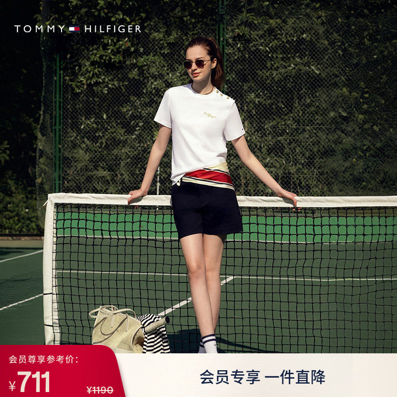 【合身直筒】Tommy春夏女装潮流多色简约休闲通勤百搭微弹短裤