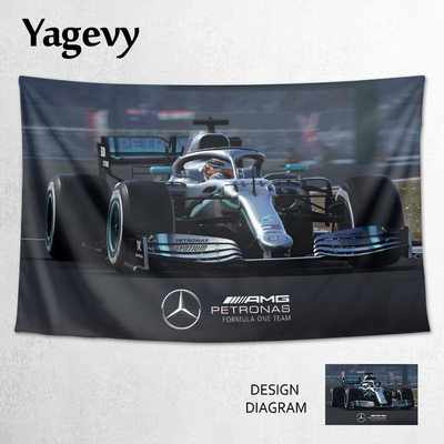 Mercedes AMG梅赛德斯奔驰F1车队周边定制装饰海报背景布挂布墙布