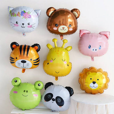 动物头长颈鹿老虎熊猫铝膜气球