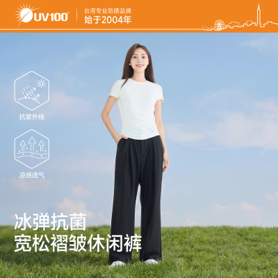 台湾UV100宽松冰丝遮阳休闲裤女