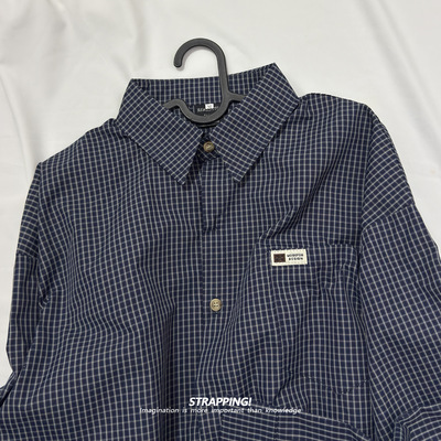 STRAPPING小格子基础百搭INS棉质长袖衬衫港风复古日系男女春秋