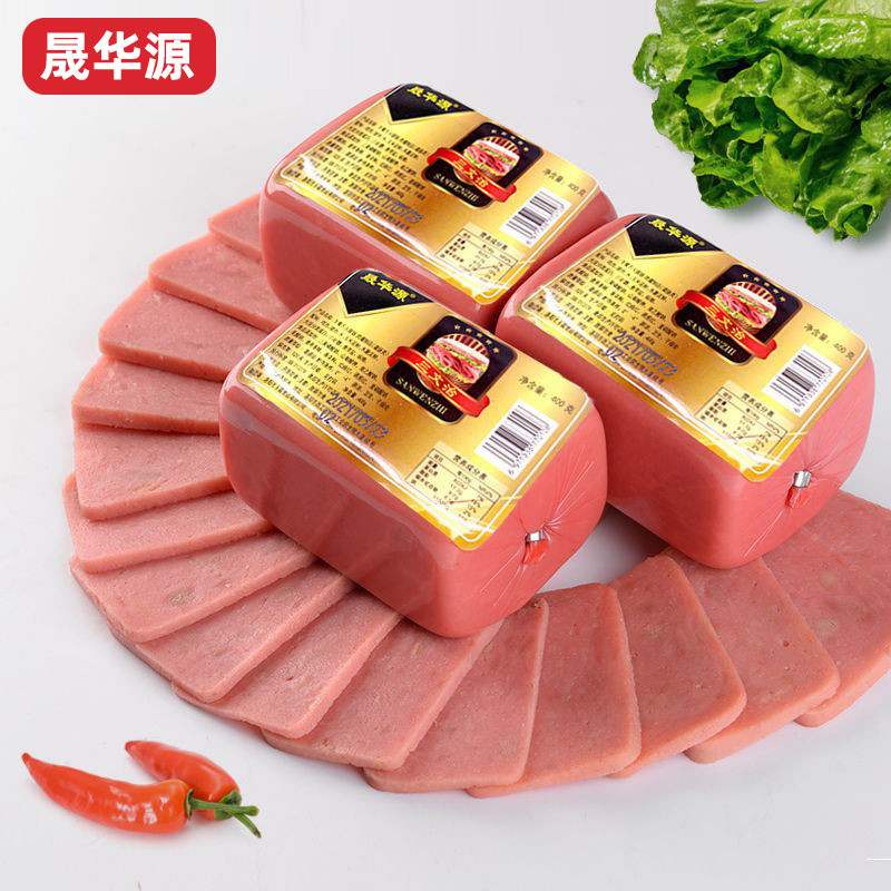 新货午餐肉火腿肠2400g 方火腿切片早餐三文治烤肠手抓饼肉肠即食