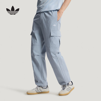 adidas阿迪达斯三叶草工装裤2026夏男多口袋休闲梭织长裤 LE7351