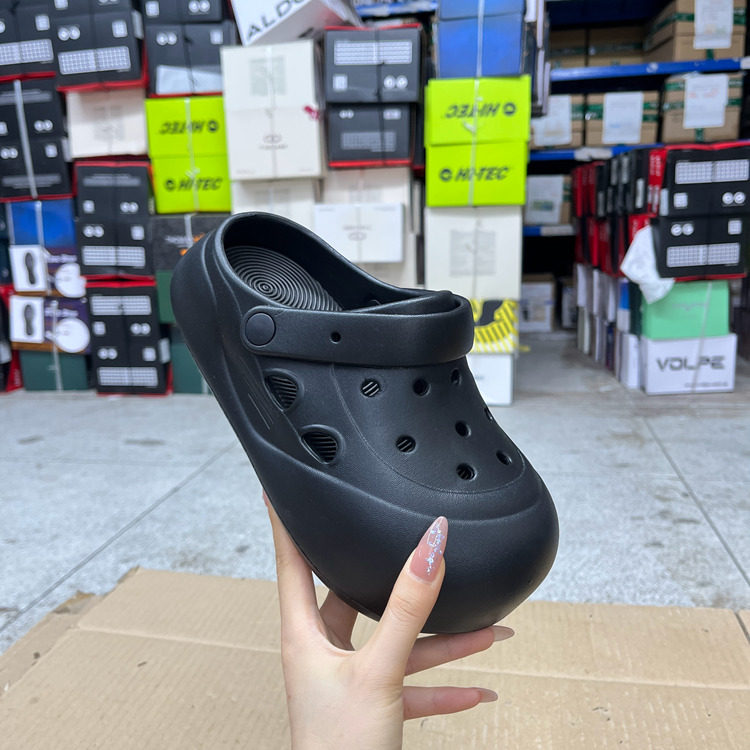 Lady Shoes外贸出口女鞋新款时尚圆头纯色厚底洞洞鞋百搭休闲拖鞋