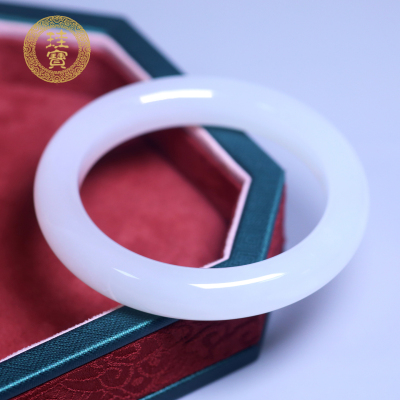 珪宝和田玉白玉手镯女款57.3mm