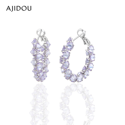 阿吉豆耳钉女款精致紫锆石大耳圈