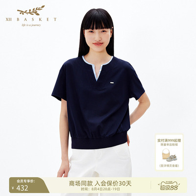十二篮时尚撞色假两件上衣
