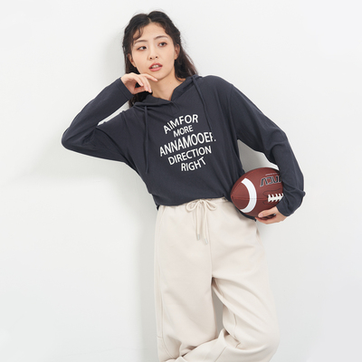 UGIZ2025年秋季新品商场同款韩版连帽字母印花宽松T恤女UCTJ840