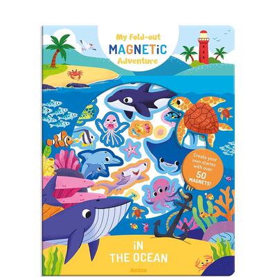 【预售】【手风琴磁铁书】海洋【My Fold Out Magnetic Adventure】In The Ocean英文进口原版儿童趣味图书Mel Matthews3-6岁