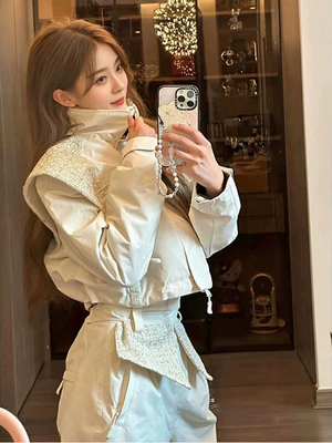 将军山雪服租赁，LDAB白色小香风滑雪服套装女秋冬新款，特价活动