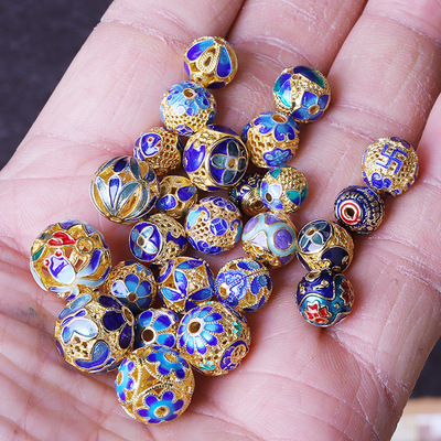 景泰蓝镂空球滴油保色散珠