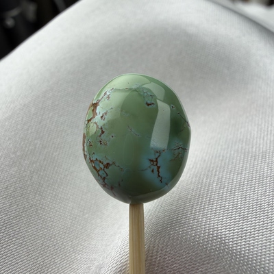 绿松石三彩糖豆11.6mm厚7.8mm长13.4湖北原矿瓷釉级特色随形配饰