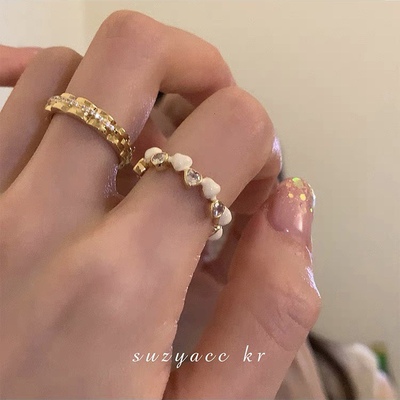 YRDZ 小众设计滴釉锆石爱心戒指轻奢气质高级食指戒开口指环