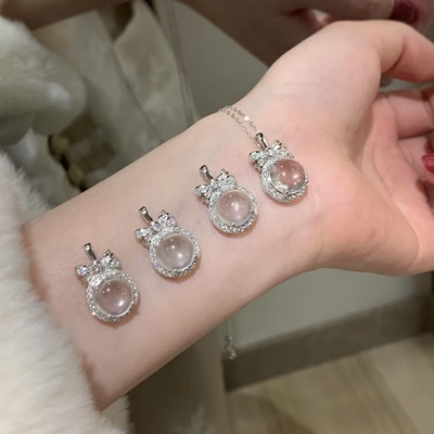 s925银镶嵌水沫玉在逃公主吊坠小清新设计款女
