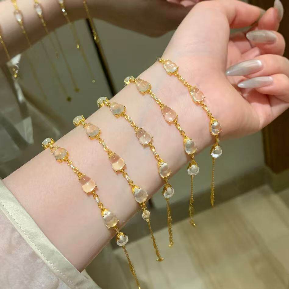 s925银天然水沫玉葫芦手链小清新设计百搭高级感女款