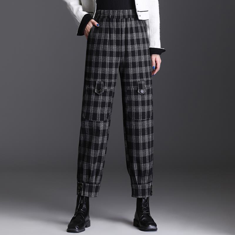 胖mm大码北极绒秋冬休闲裤女2026新款高腰宽松加绒保暖束脚萝卜裤