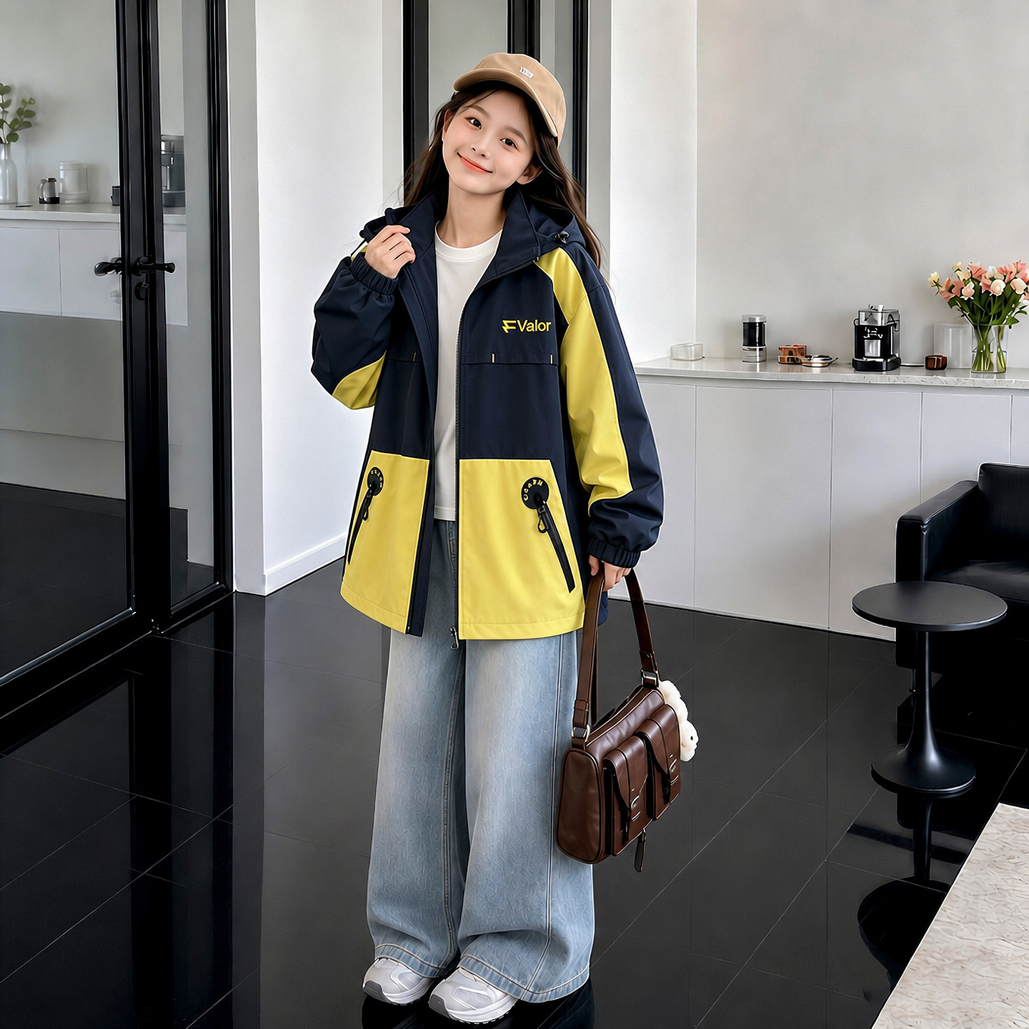 女童秋季外套2026新款儿童撞色拼接冲锋衣中大童秋装休闲夹克洋气