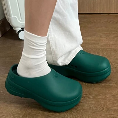 Adidas/阿迪达斯 三叶草女子 厨师厚底增高休闲穆勒凉拖鞋 IE0481