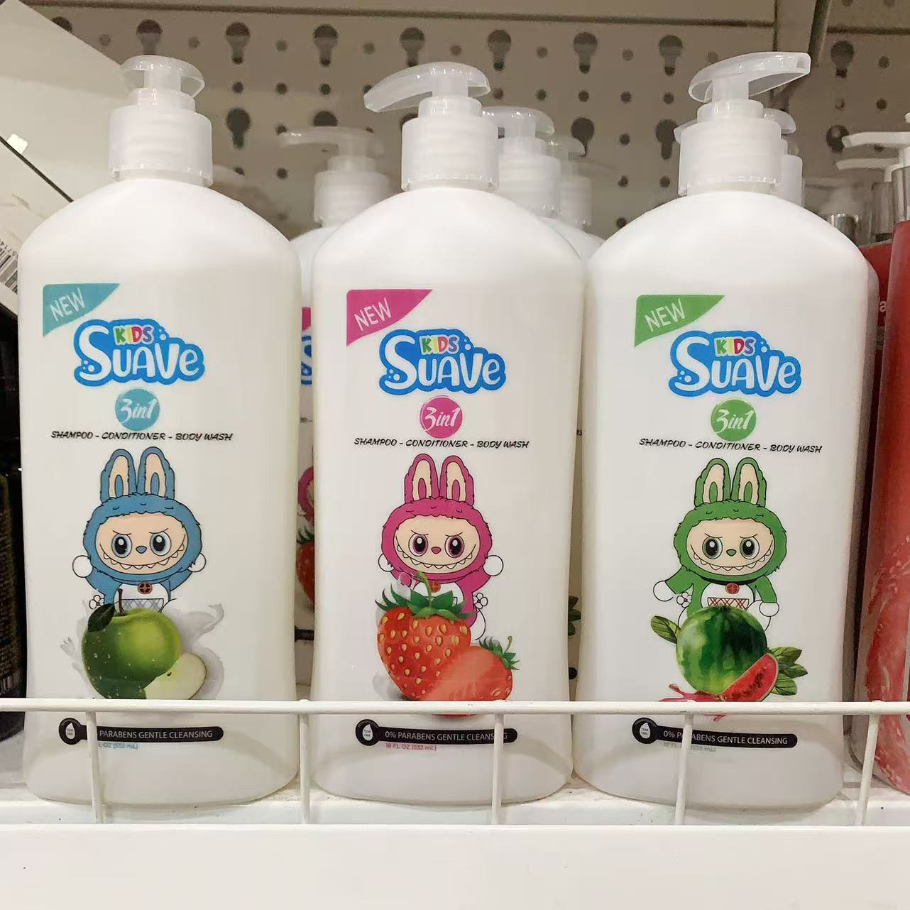 美国Suave kids 丝华芙儿童洗发水护发素沐浴露液532ml洗护三合一