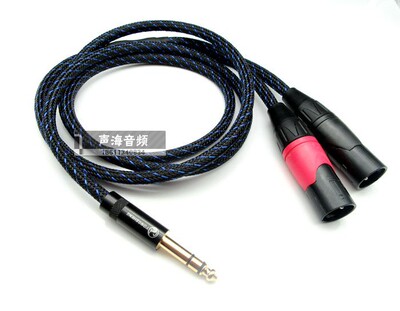 6.35一分二大三芯转双卡侬公 TRS转2XLR/6.5转双卡农音频线连接线