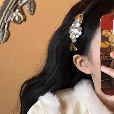 山沐手作「年年有鱼」复古可爱小鱼发箍女高颅顶头箍发卡古风发饰