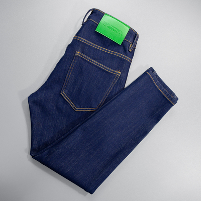 防褪色九分牛仔裤男士轻奢赤耳丹宁柔软四面弹力深海蓝修身小脚裤