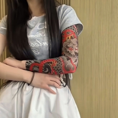 刺青冰丝防晒花臂纹身袖套