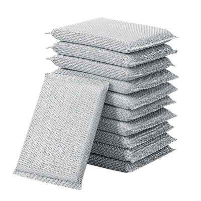 10个钢丝洗碗布替代钢丝球银丝抹布双面加厚刷锅不伤锅洗碗