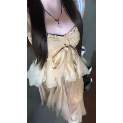 夏季法式蝴蝶结重工镶钻自带胸垫吊带背心女时尚宽松洋气收腰上衣