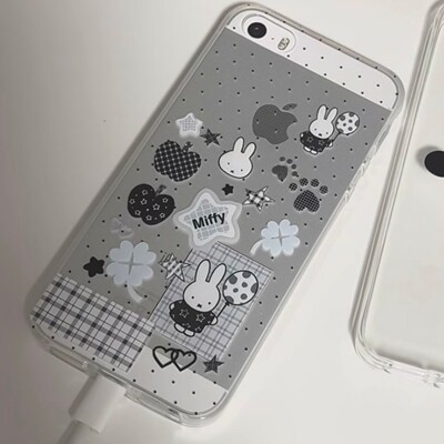 黑白系苹果米菲兔适用15苹果14ProMax手机壳iPhone12全包14可爱13Pro软17Promax防摔11保护套16女Xsmax情侣8p
