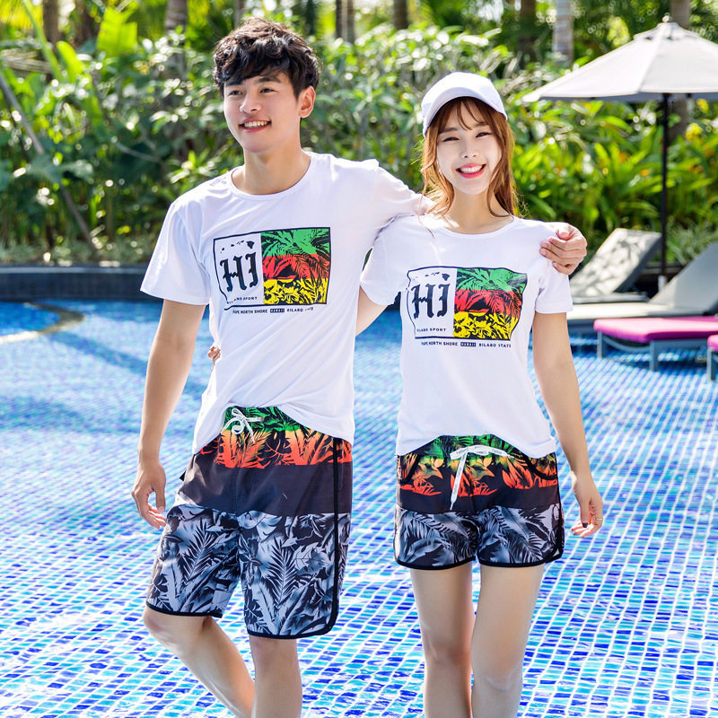 夏季韩版沙滩裤速干情侣女款休闲男款宽松大码裤衩居家五分中短裤