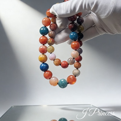 【J PRINCESS】天然玉化珊瑚玉塔链毛衣链项链10-12MM收藏级别