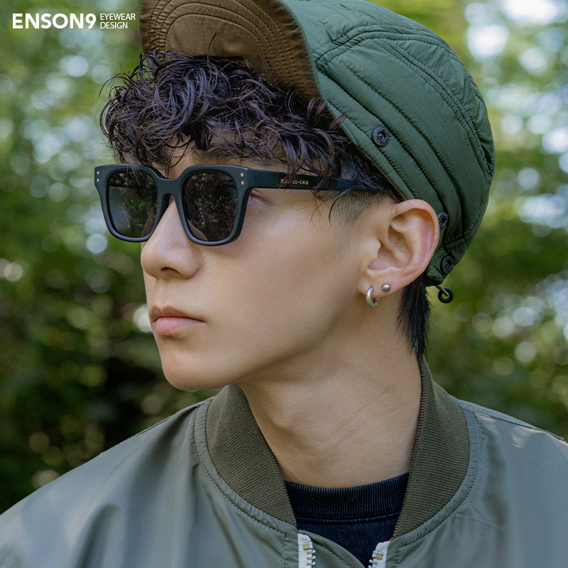 enson9高级板材磨砂太阳镜潮男女 复古痞帅大方框墨镜Rectangle