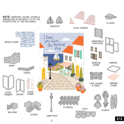 8167海边村庄切割模板DIY模具Cutting die Scrapbook手账贺卡制作