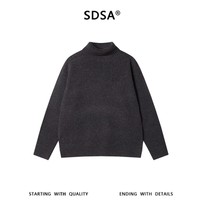 SDSA男士秋冬新款痞帅男装极简风可翻高领设计毛衣百搭时尚针织衫