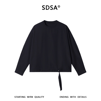 SDSA男装2026新款高贵轻奢韩版设计感纯色圆领长袖头像宽松百搭