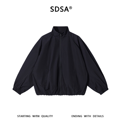 SDSA男装2026新款高贵轻奢美式复古简约纯色拉链里夹克外套百搭
