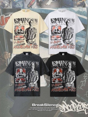 Eminem 美式复古嘻哈数码直喷印花短袖T恤男宽松纯棉落肩圆领半袖