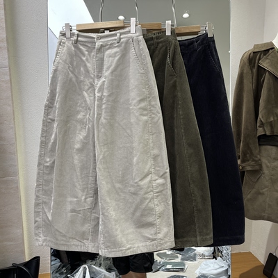 实体店同款2026秋季新款女士高腰纯色灯芯绒阔腿休闲裤欧货26170
