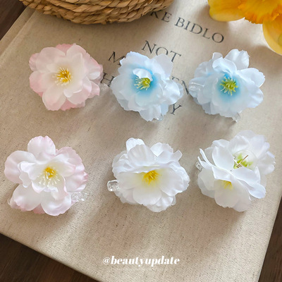 夏日亚克力布艺花朵发抓甜美风简约迷你侧边夹小众高级感发饰批发