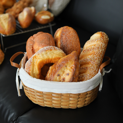 椭圆形面包模型 圣诞节场景布置仿真欧包摆件 真实手感软面包道具