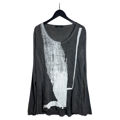 女士圆领做旧印染长袖全棉衬衫0543