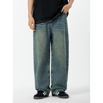 美式复古水洗牛仔裤宽松休闲长裤