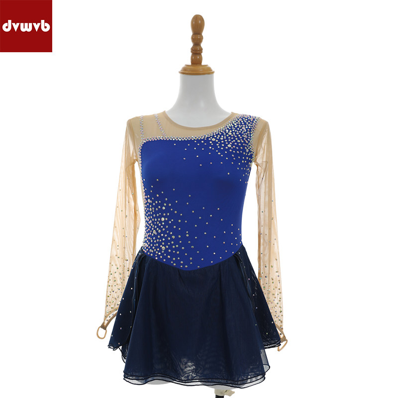 DVWVB定制花样滑冰 烫钻滑冰服滑冰裙表演服考级服儿童成人款X345