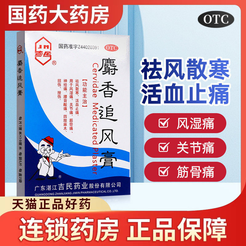 吉民 麝香追风膏10片祛风散寒活血止痛用于风湿痛关节痛筋骨痛