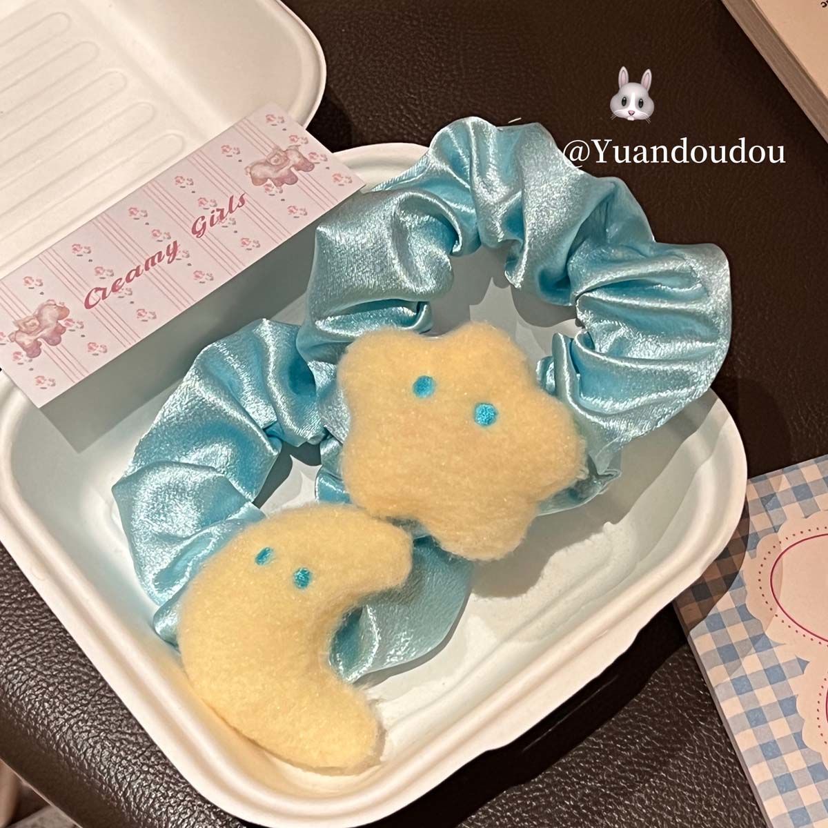 日韩森女毛绒发圈大肠皮筋月亮秋冬甜美软萌少女发饰加厚头绳