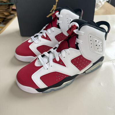 Air Jordan 6 GS AJ6 胭脂红 白红高帮 复古休闲篮球鞋384665-106