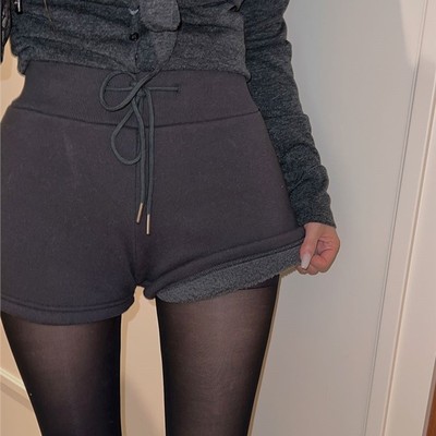 直邮 首尔印象韩代 25fw 抽绳松紧腰加绒修身短裤热裤休闲秋冬新